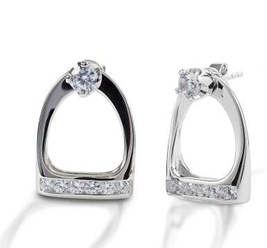 AWST Sterling Silver & CZ Stirrup Earrings - AWST-63-JE301-None - Tack ...