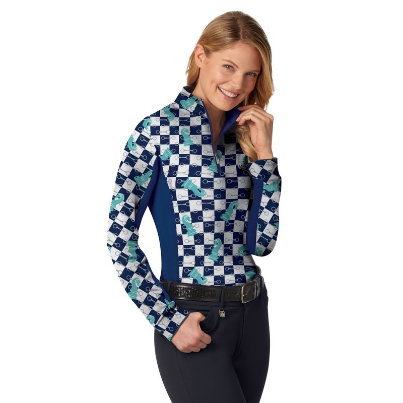 Romfh Women's Chill Factor Printed Long Sleeve Sun Shirt - Aqua Knights ...