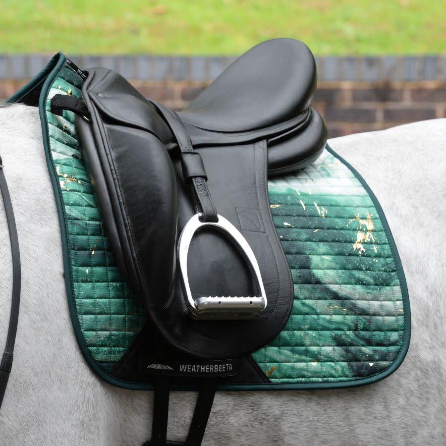 Weatherbeeta Prime Marble Shimmer Dressage Saddle Pad - Green/Gold ...