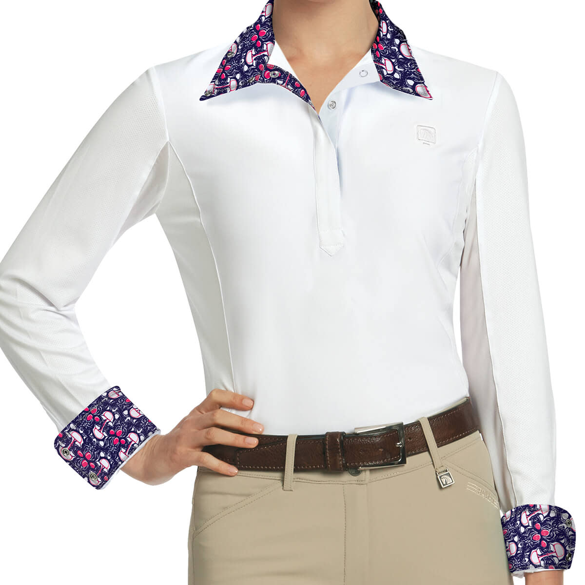 Romfh Women's Lindsay Long Sleeve Show Shirt - White/Lilly Bits Navy ...