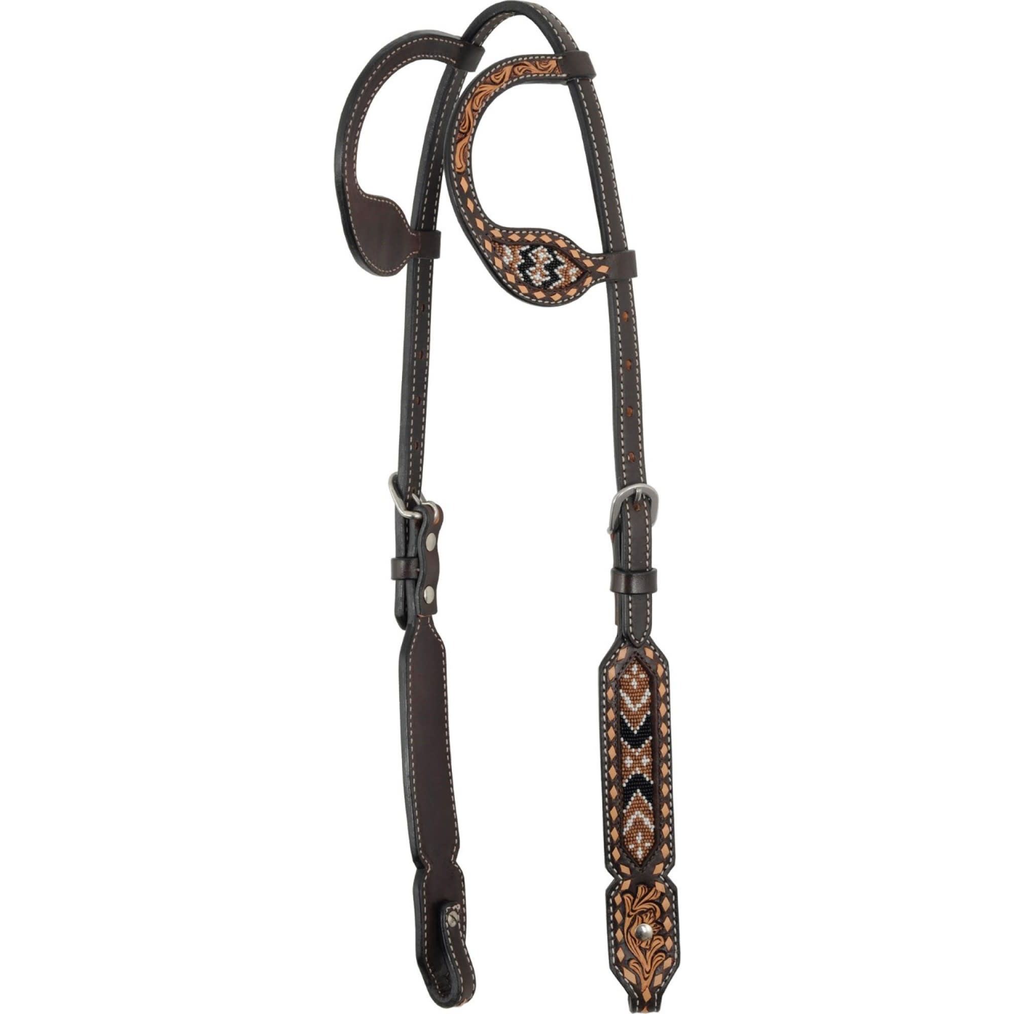 Western Rawhide Country Legend Beaded Inlay Double Ear Headstall - Tan ...