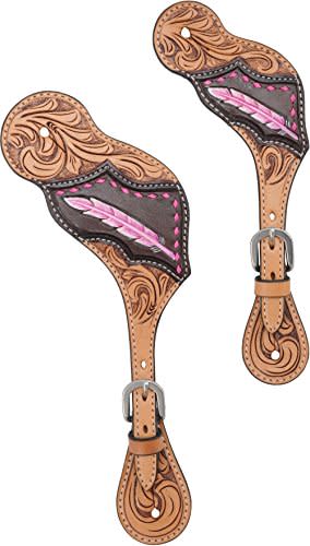 READY TO SHIP: Gator/Feather Spur Straps - One Size - Pink - Tack Of ...