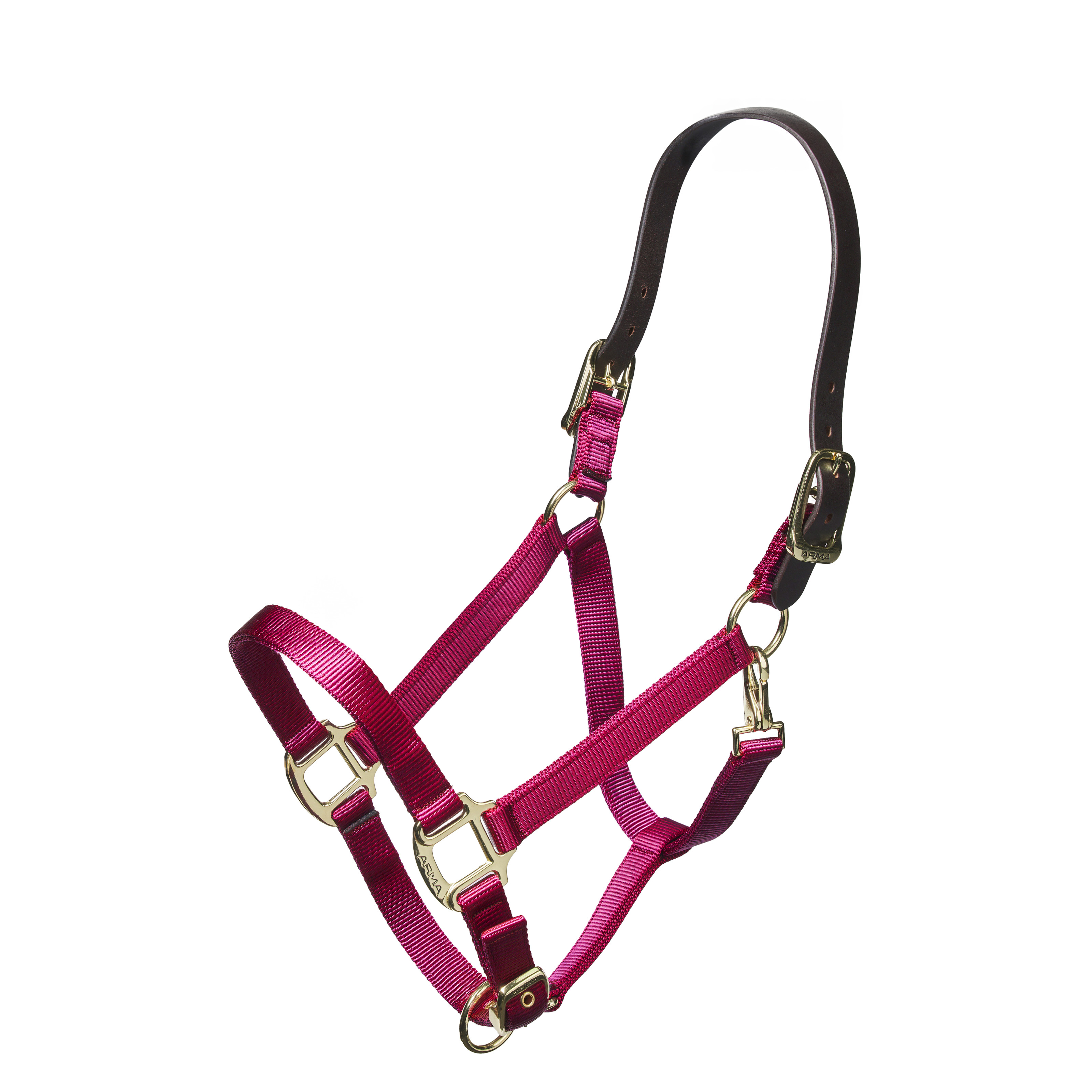 Shires Nylon Halter w/Leather Head Strap - Raspberry - Shires-90027 ...