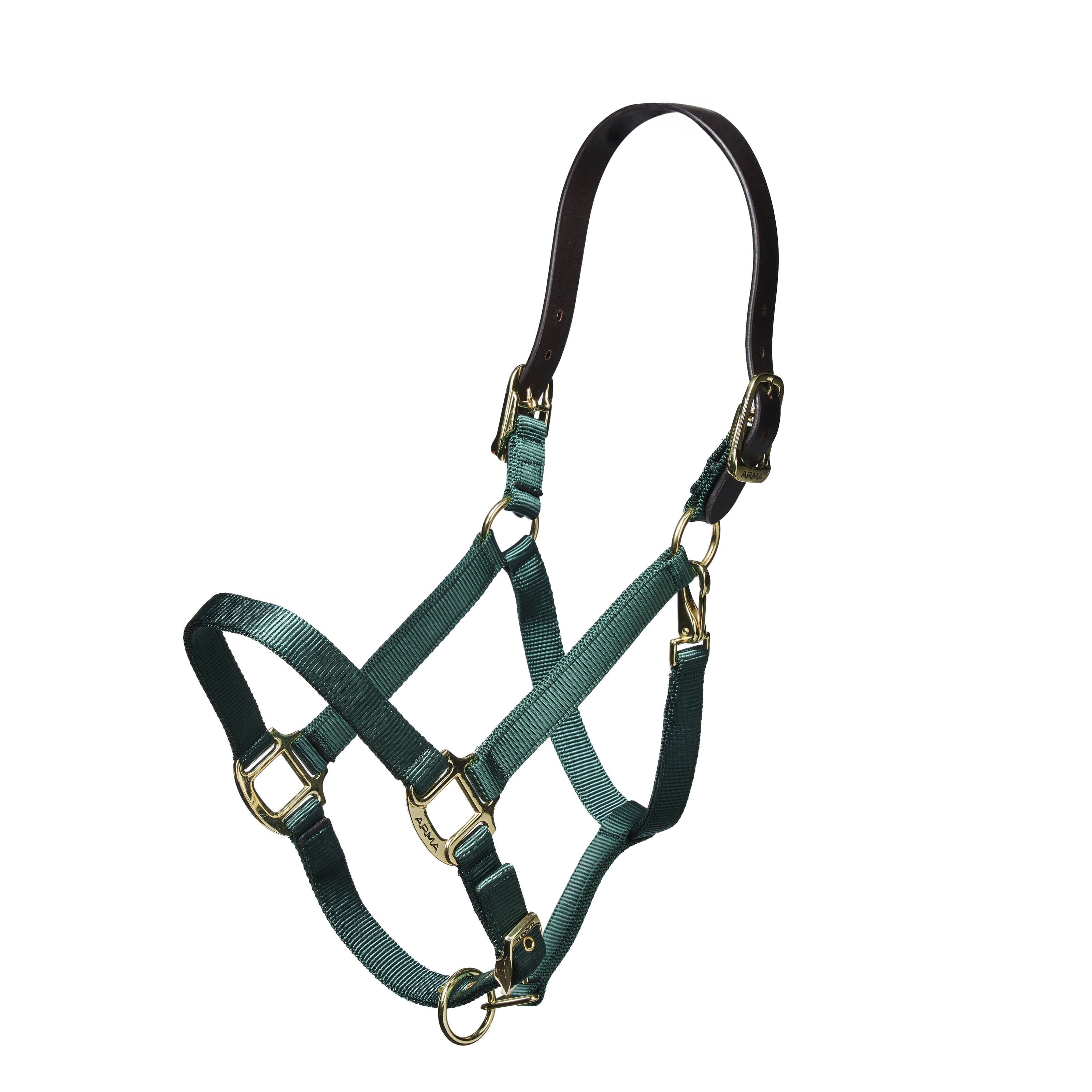 Shires Nylon Halter w/Leather Head Strap - Hunter - Shires-90027-HUNTER ...