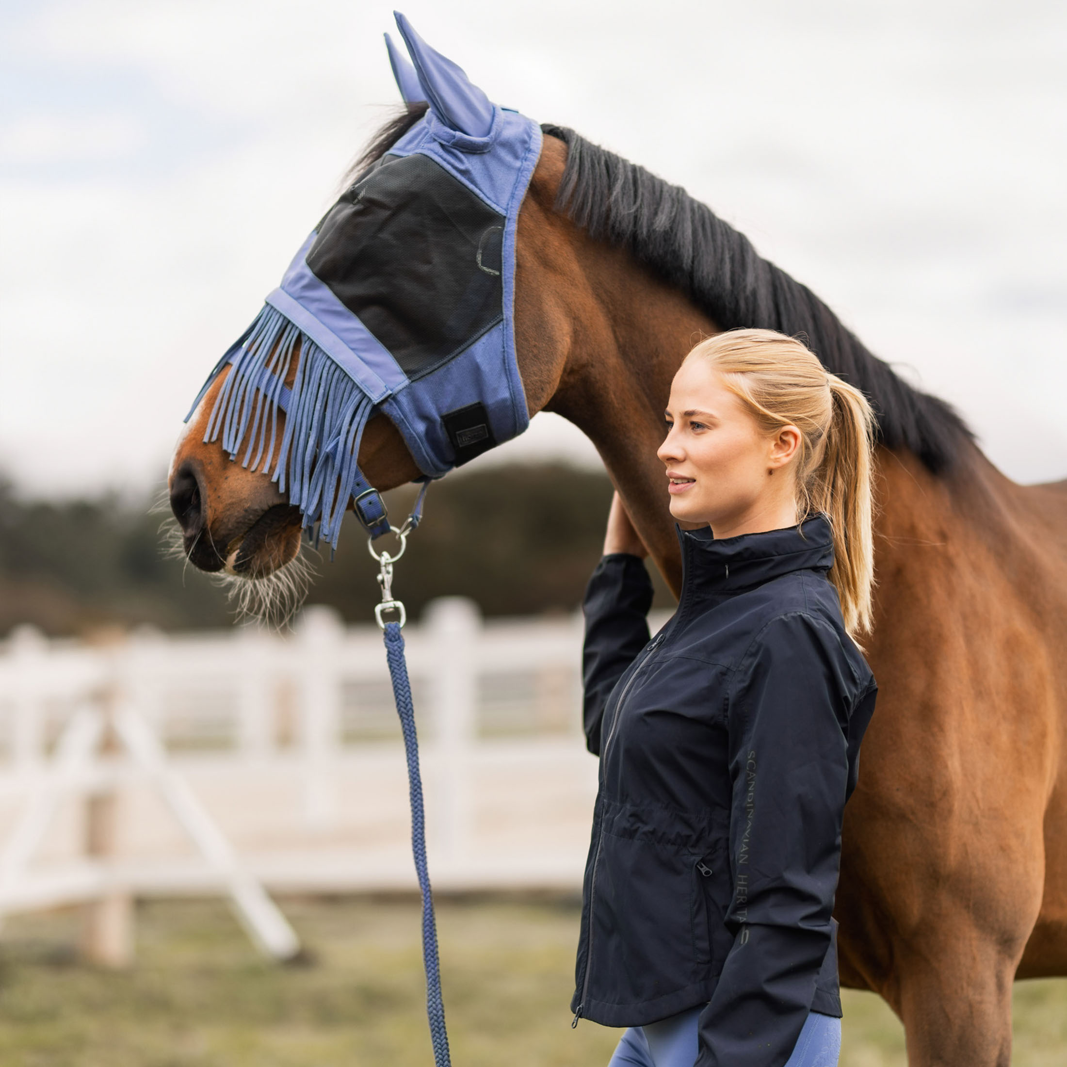 Horze Fly Mask with Detachable Nose Fringe - Velvet Morning - Horze ...
