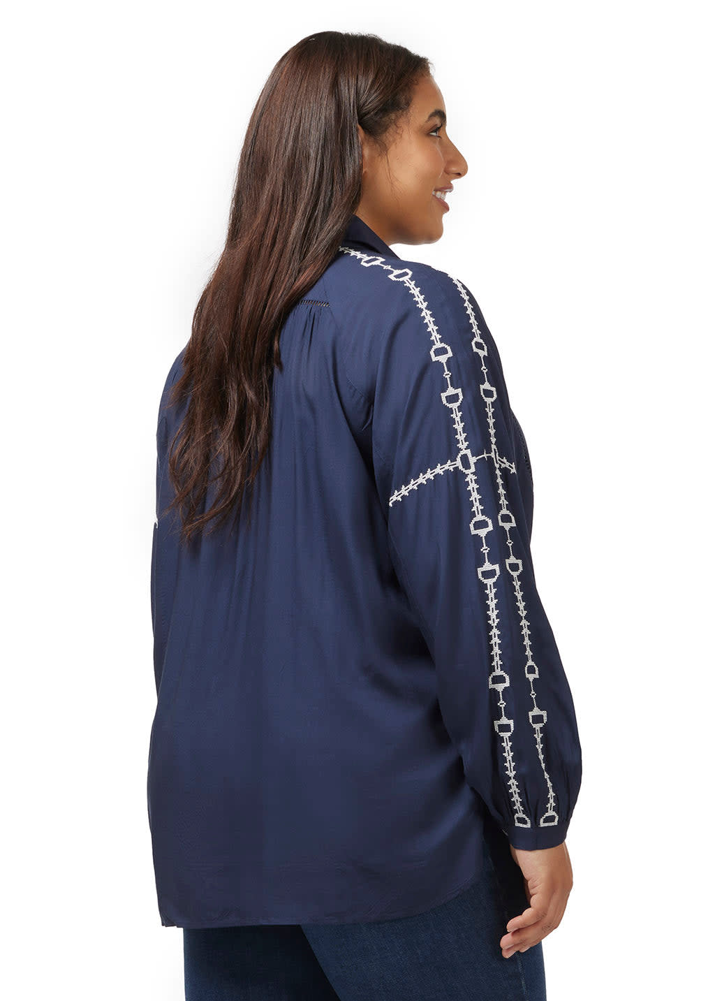 EQL Women's Bit and Rein Embroidered Blouse - Navy - EQL-71031-NAVY ...