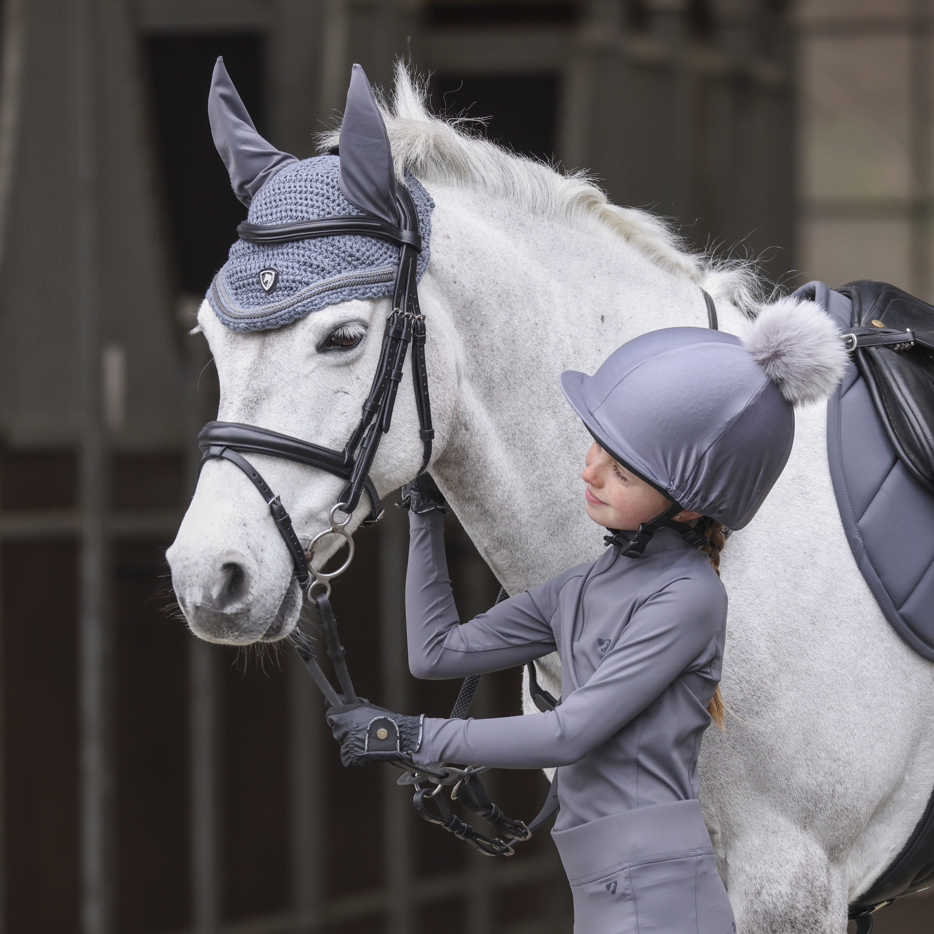 Shires Aubrion Eltar Helmet Silk - Grey - Aubrion-10450-GREY - Tack Of ...
