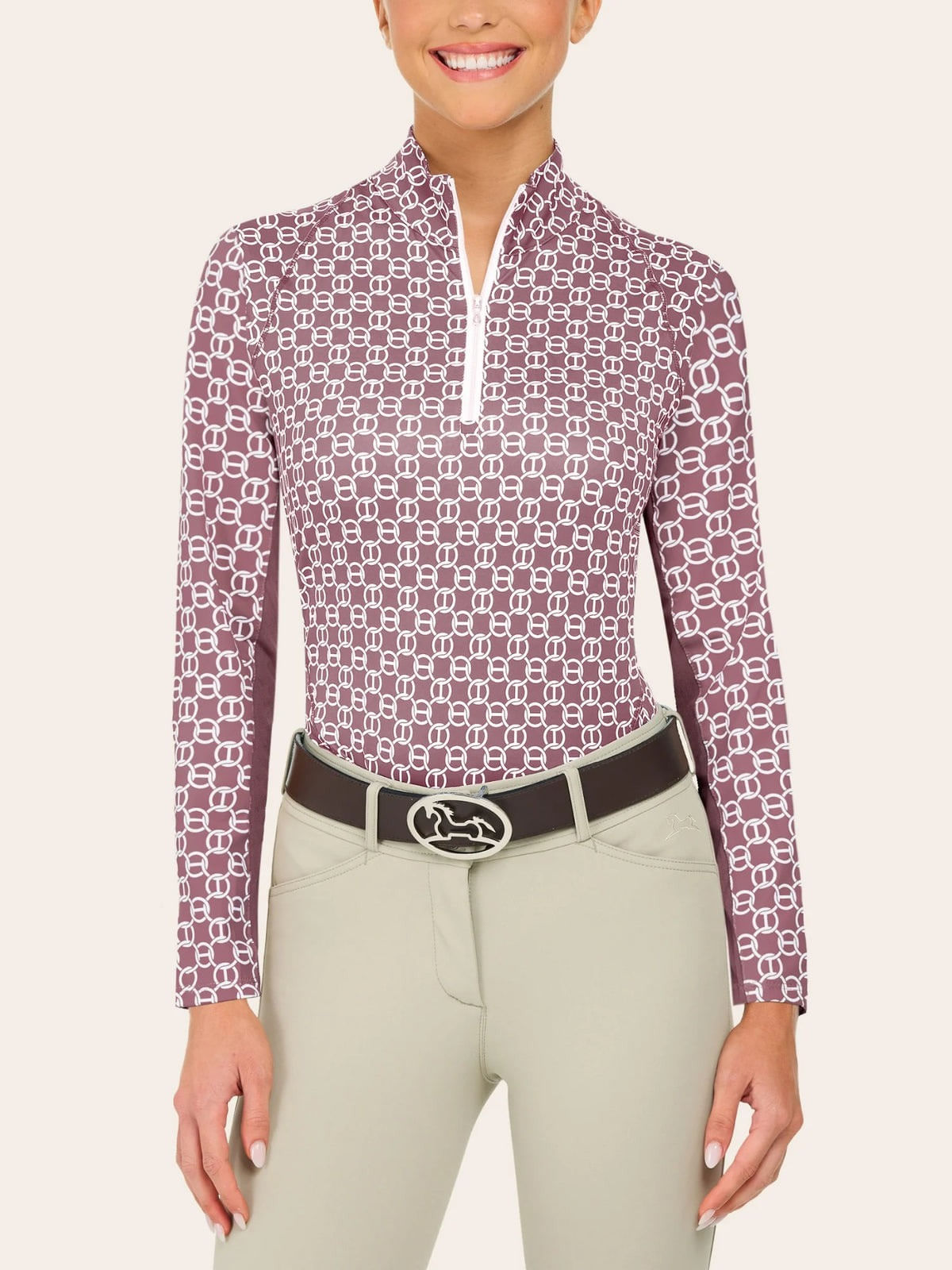 RJ Classics Women's Libby Long Sleeve Tech Shirt - Mauve Chains - RJ Classics-LIB-Mauve Chains ...