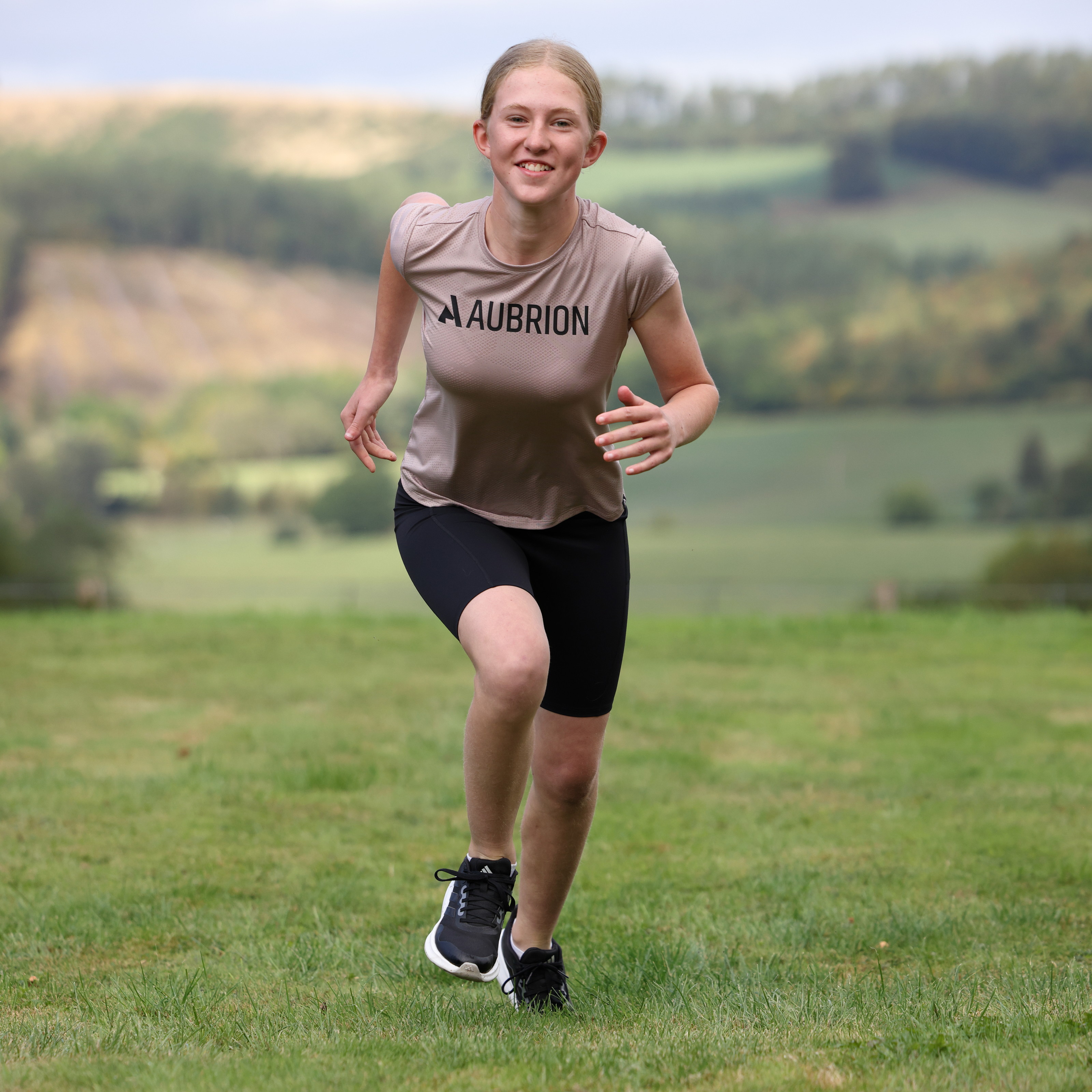 Shires Aubrion Kids' React Tech T-Shirt - Sand - Aubrion-10346-SAND - Tack Of The Day