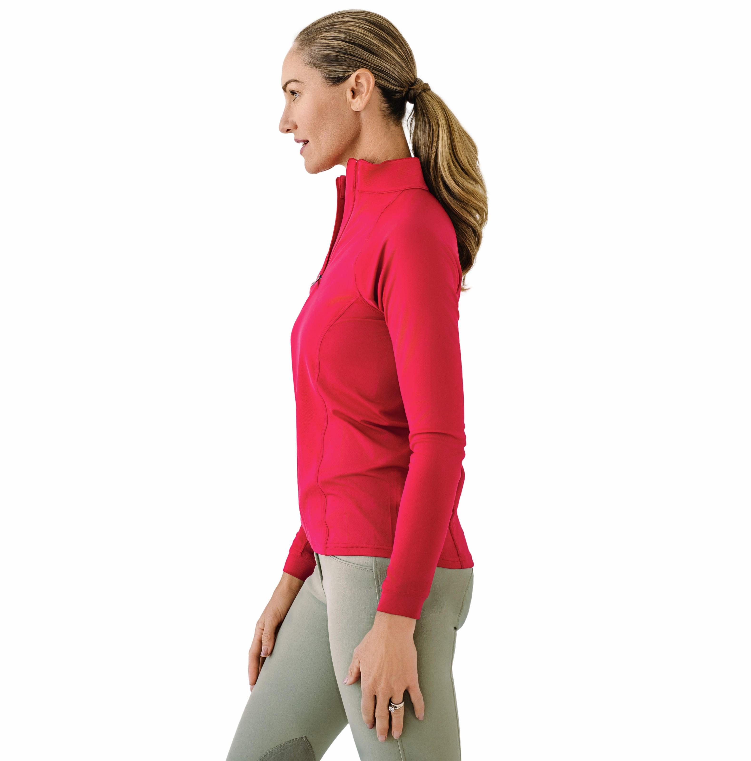 Ovation Women's 1/4 Zip Long Sleeve Solid Color Sun Shirt - Lipstick ...