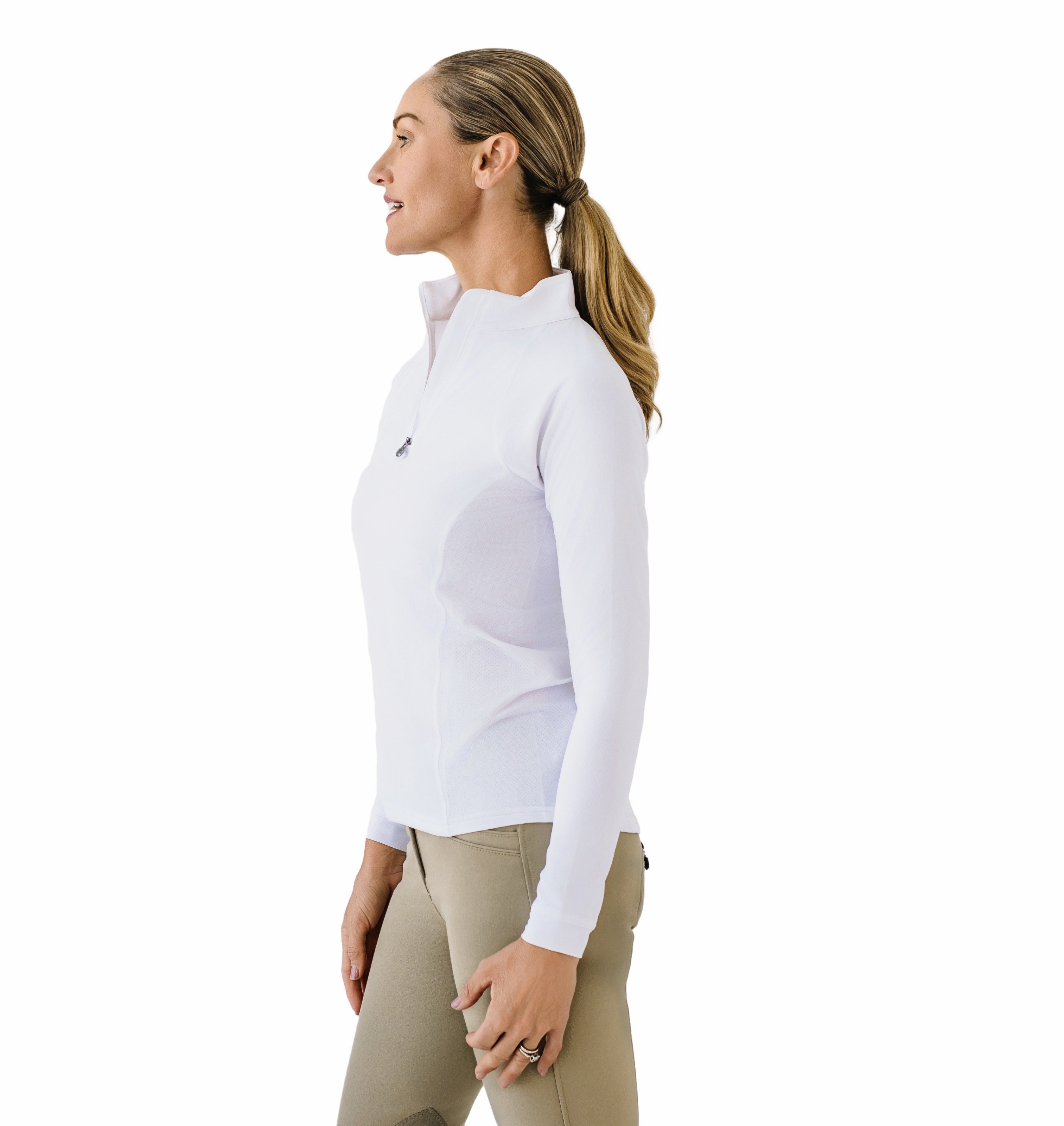Ovation Women's 1/4 Zip Long Sleeve Solid Color Sun Shirt - White ...